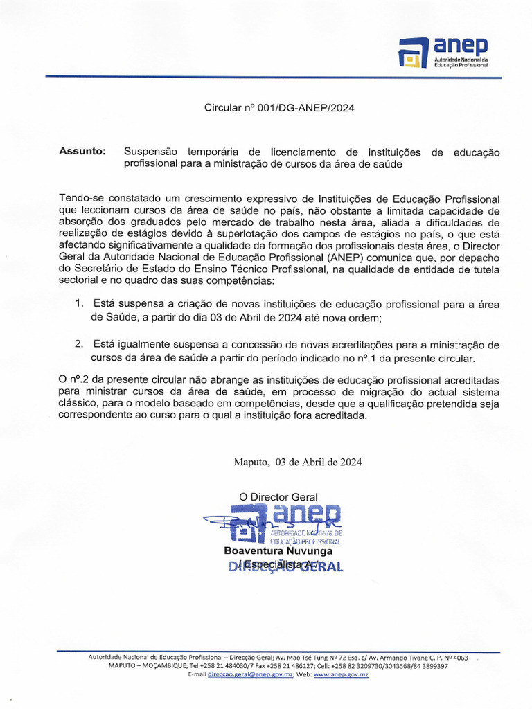 Circular 001 DG-ANEP 2024 | PDF