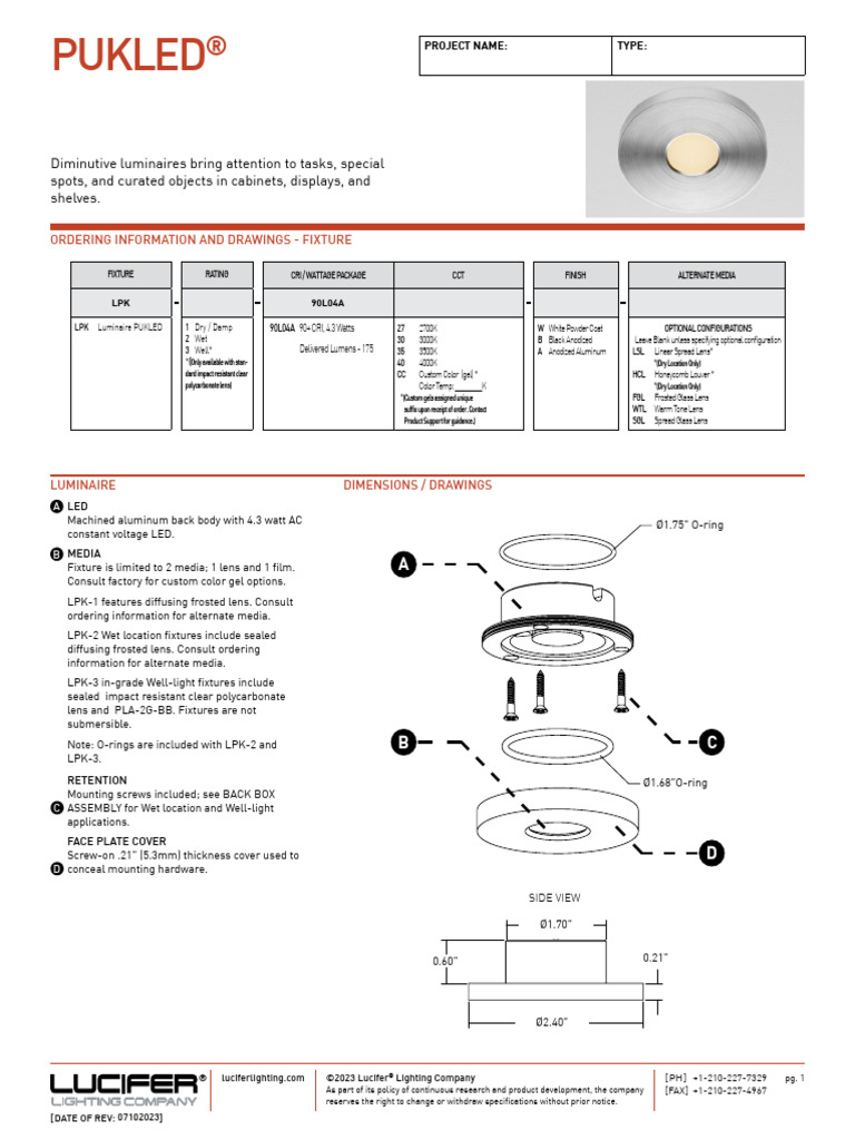 Lucifer Lighting 90CRI PUKLED LPK | PDF | Power Supply | Transformer