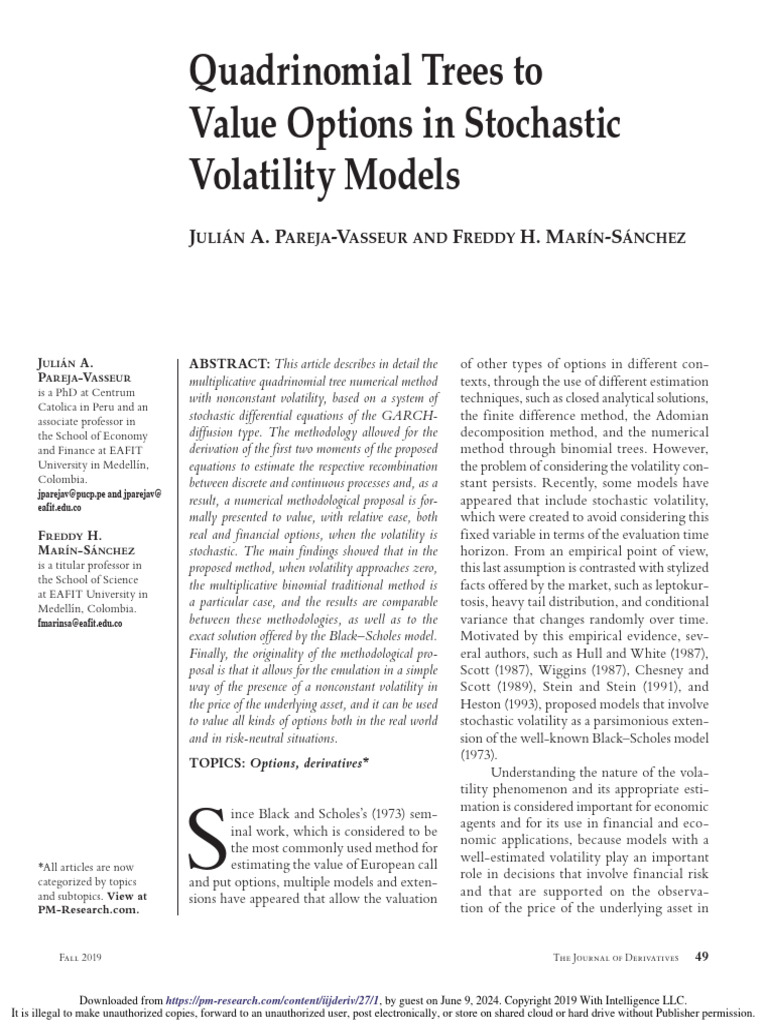 Quadrinomial Trees To | PDF | Option (Finance) | Stochastic ...
