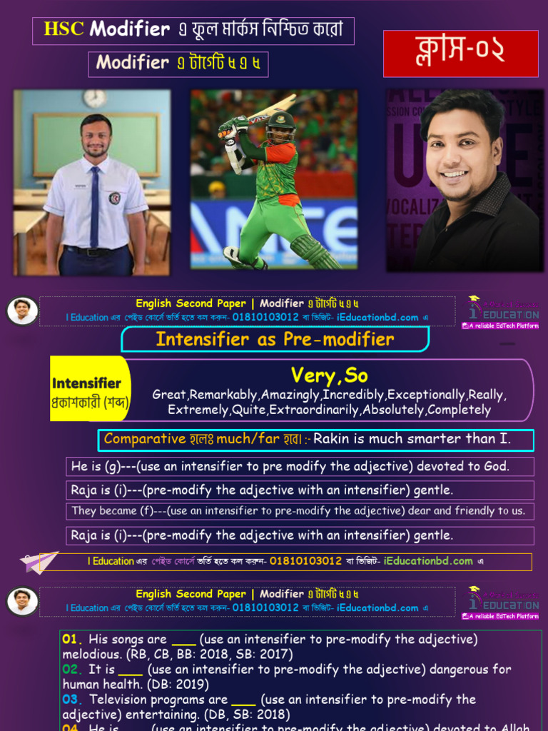 HSC Modifier Mohsin Sir Class-02 | PDF | Verb | Adjective