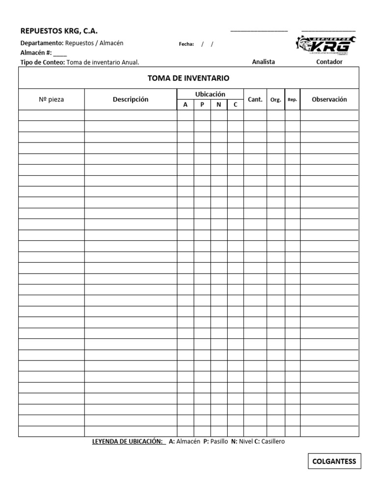 Formato Toma de Inventario Anual | PDF