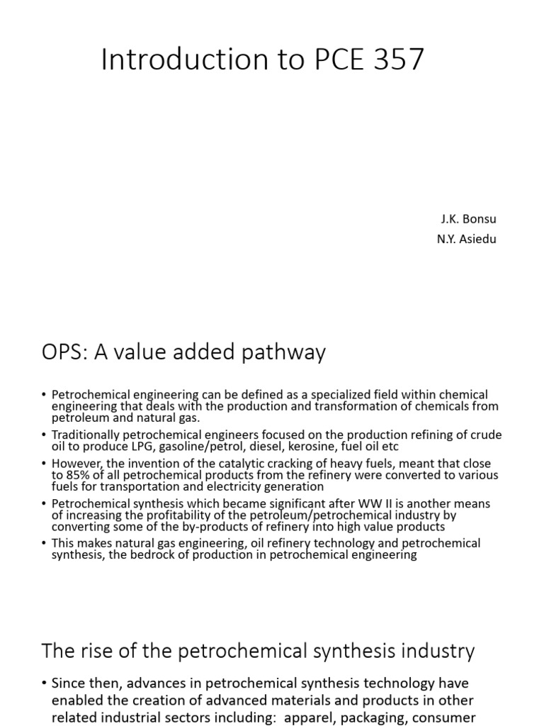 Introduction To PCE 357 | PDF | Petrochemical | Oil Refinery