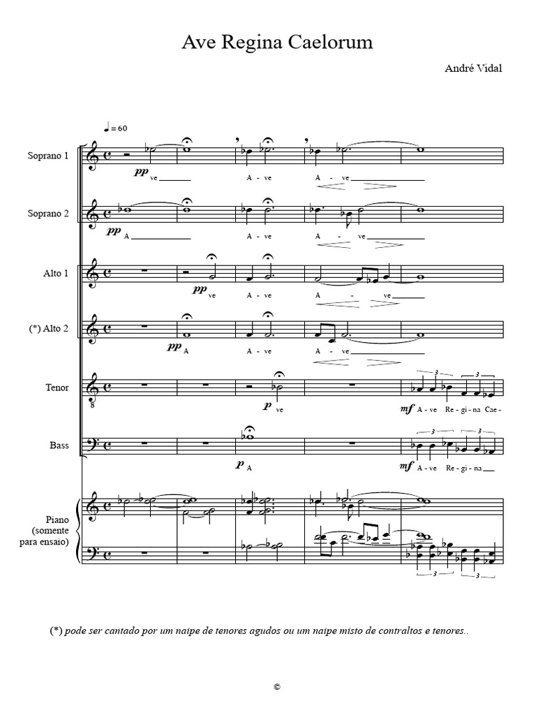 Ave Regina Caelorum - Andre Vidal | PDF | Music Performance | Singing