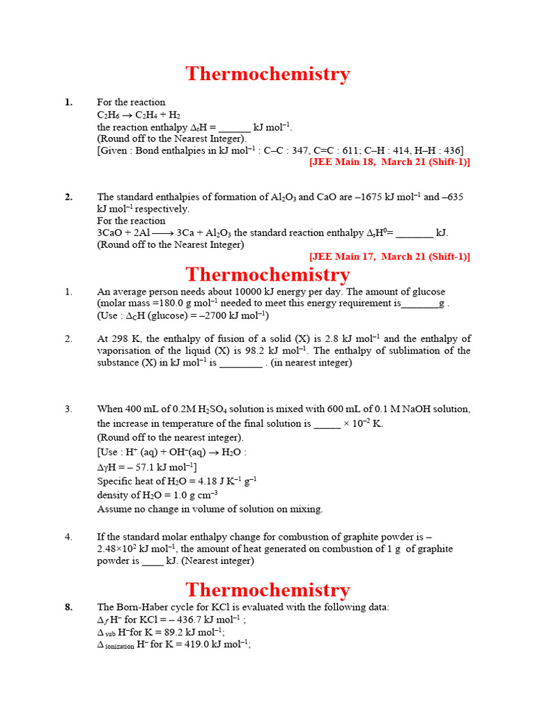 Thermochemistry JM21 | PDF | Enthalpy | Physical Chemistry