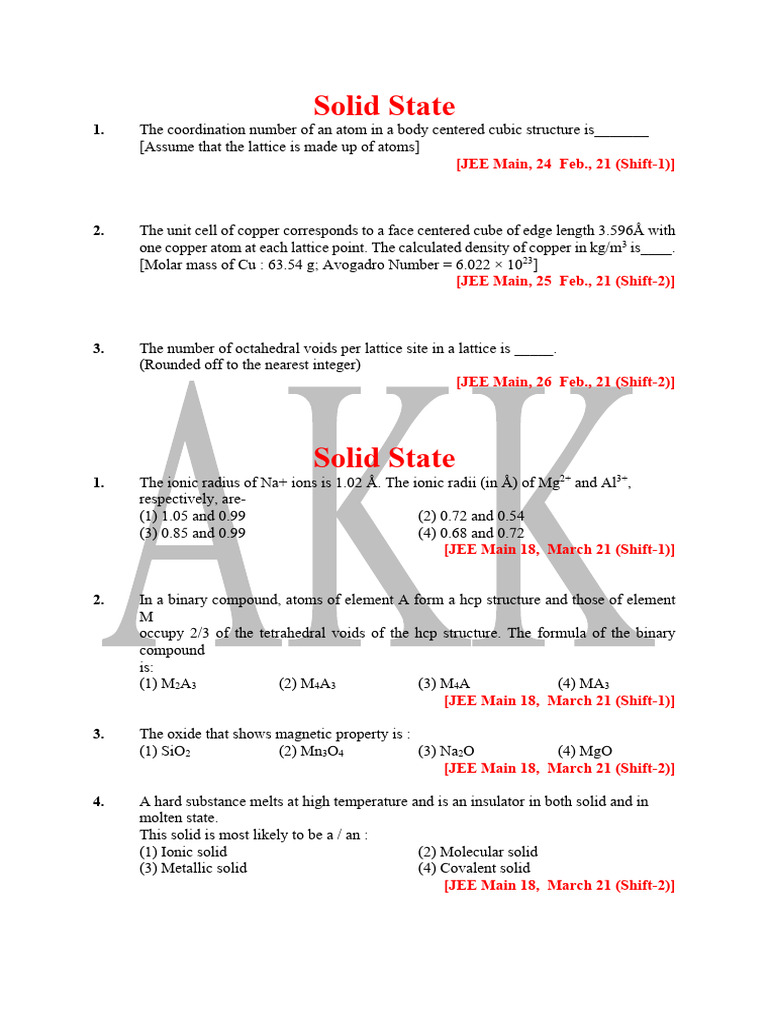 Solid State Jm21 Pdf Crystal Structure Crystal