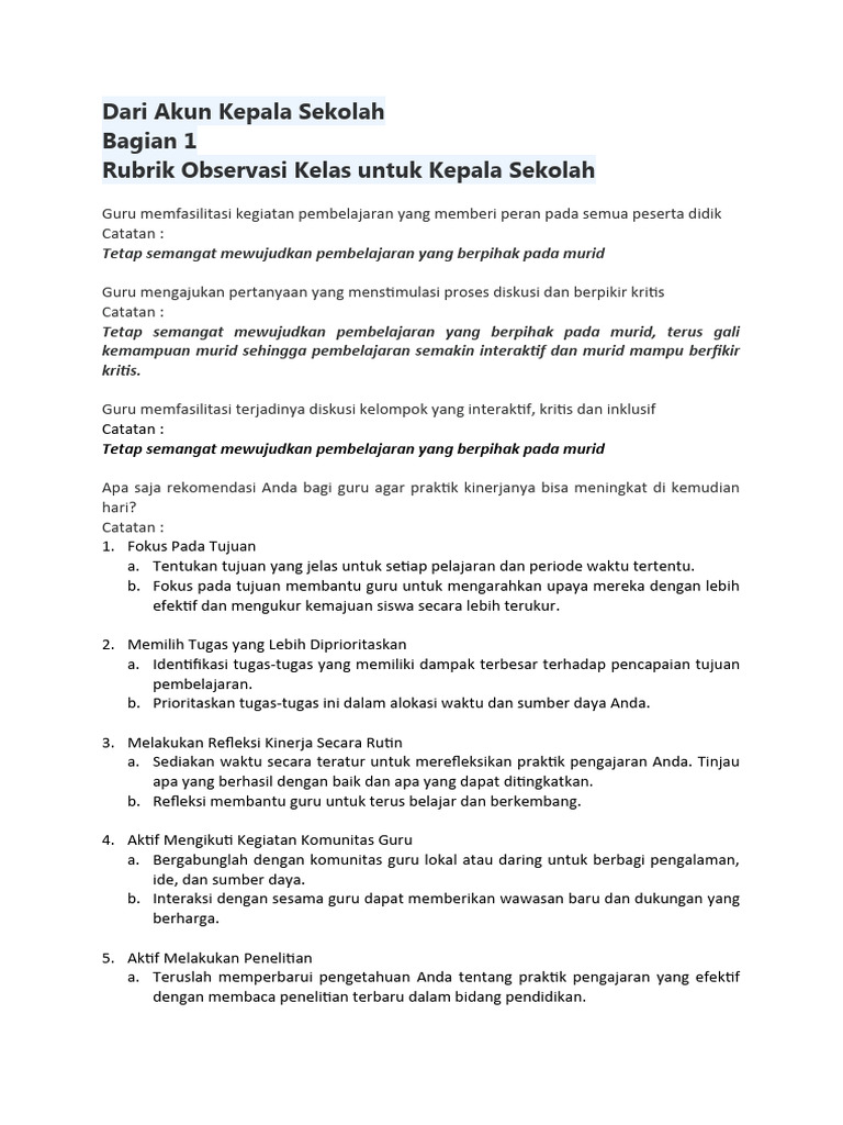 Guru Memfasilitasi Kegiatan Pembelajaran Yang Memberi Peran Pada Semua ...