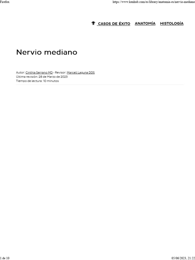 Nervio Mediano Anatomía, Origen, Ramos, Inervación Kenhub | PDF | Mano ...