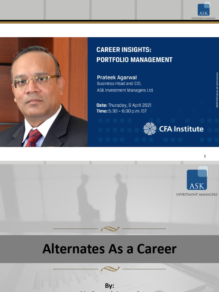 Career Insights Portfolio Management Prateek Agarwal 8th April 2021 | PDF | Investing | Market ...