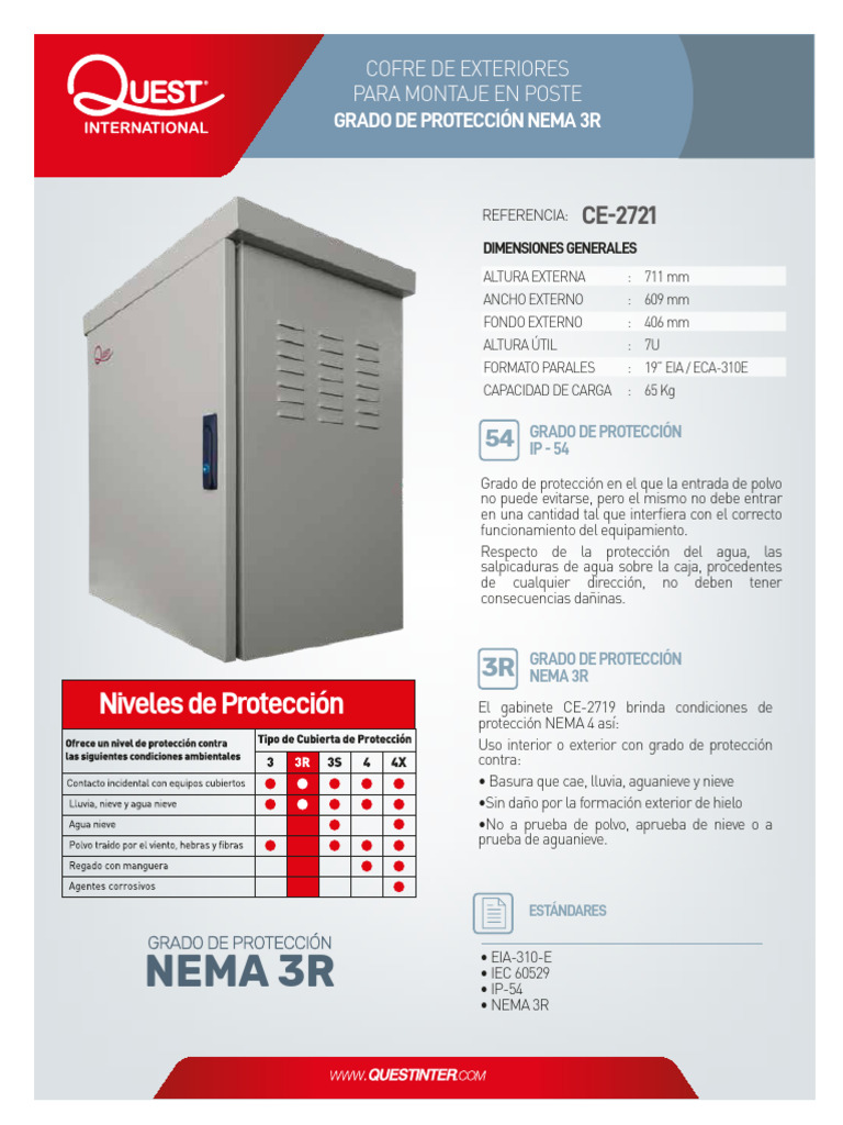 Gabinete Con Normativa NEMA 3R | PDF | Acero | Agua