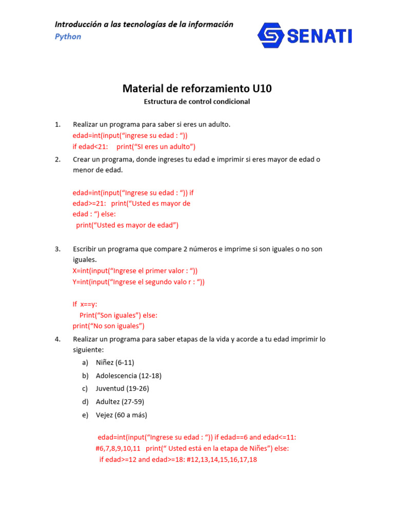 Material de Reforzamiento U10 - Intriducción alas Tecnologías ... Material de Reforzamiento U10 - Intriducción alas Tecnologías ...