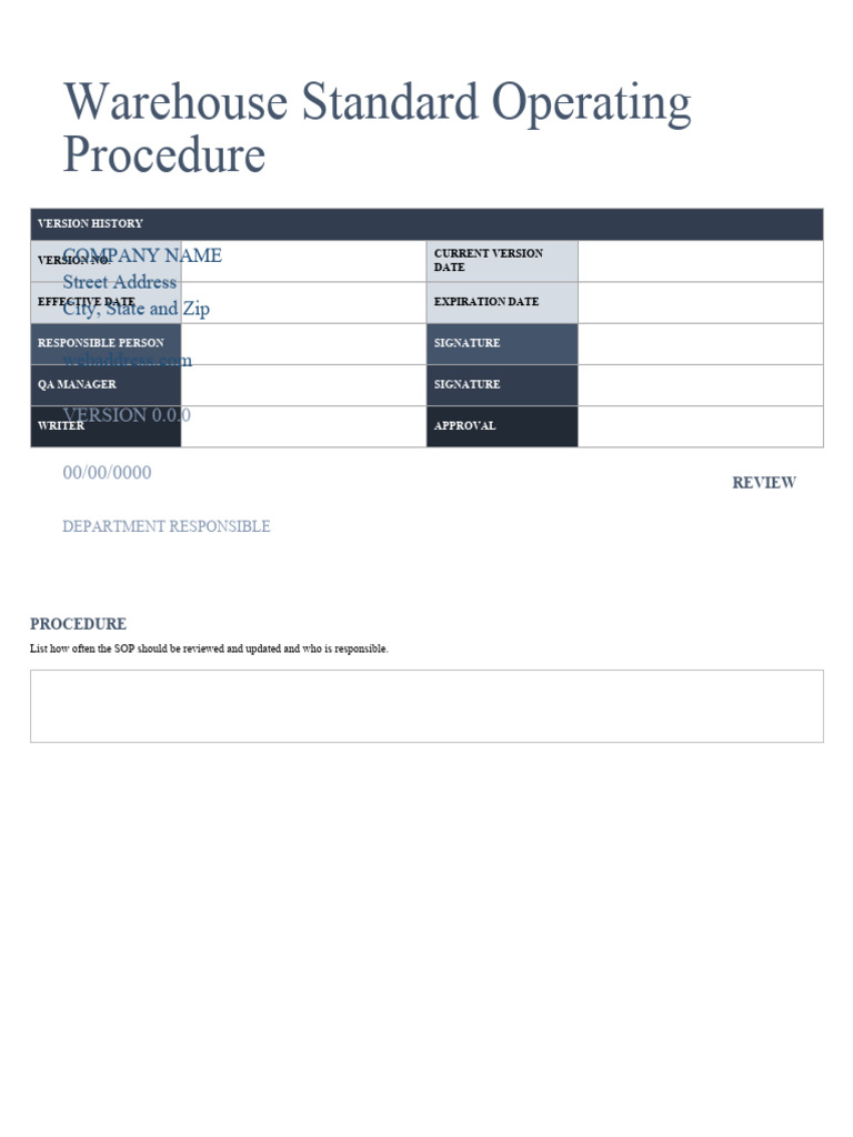SB Warehouse Standard Operating Procedure | Download Free PDF ...