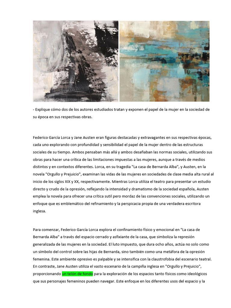 Rol de Mujer, Comparación de Dos Obras Literarias: "Orgullo y Prejuicio ...