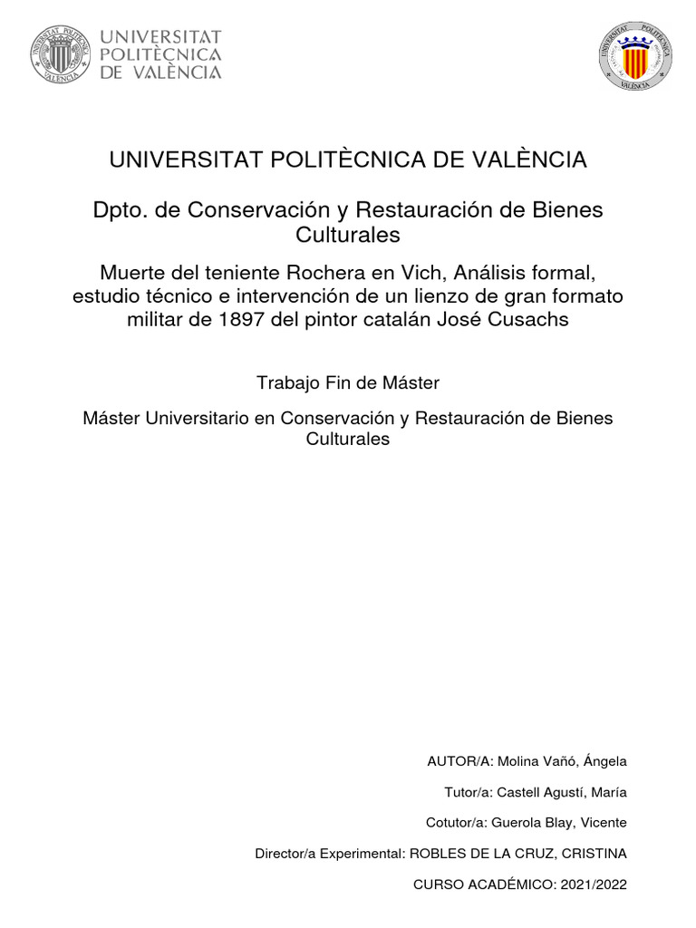 Molina - Muerte Del Teniente Rochera en Vich Analisis Formal Estudio ...