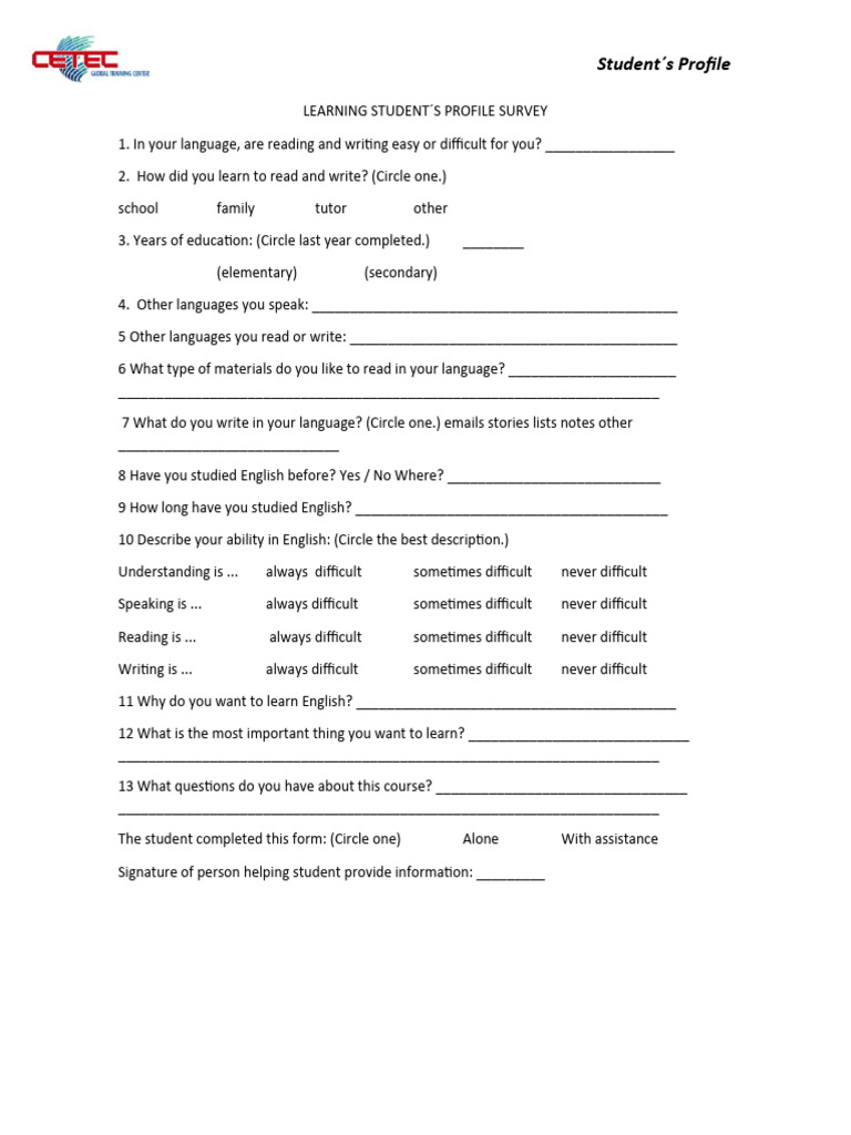 Learning Student Survey | PDF | Career & Growth