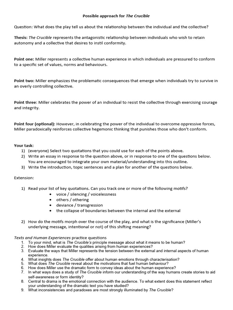 Crucible Revision Student Outline | PDF | Experience | Power (Social ...