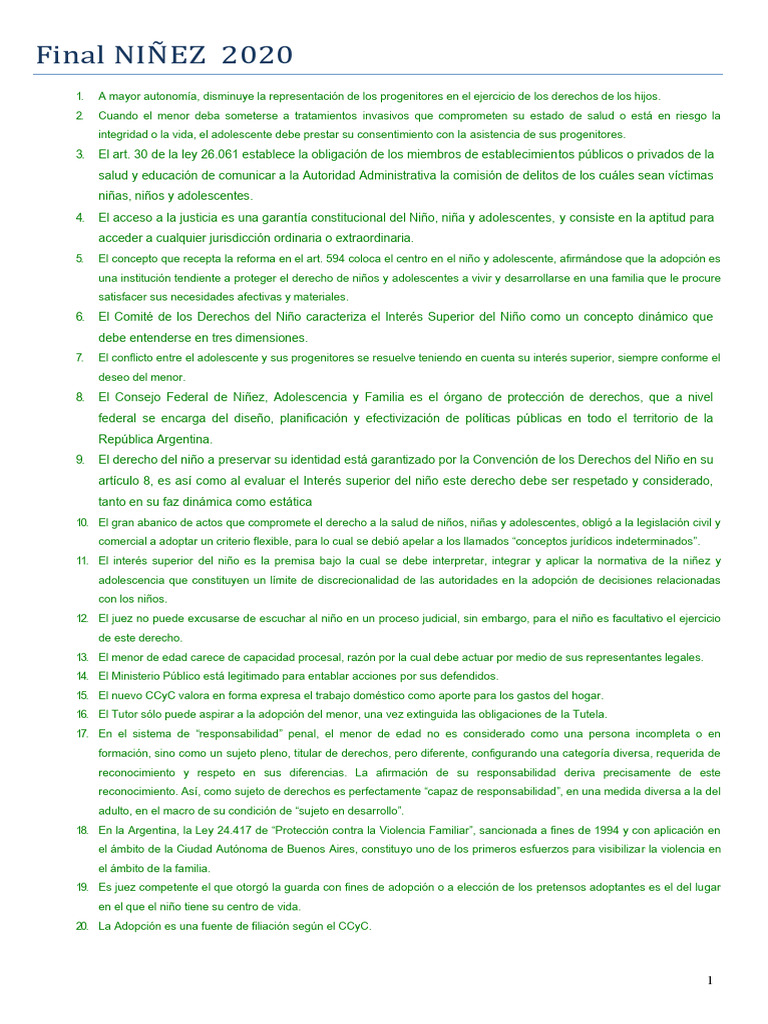 Niñez Final 2020 | PDF | Adopción | Derechos de los niños