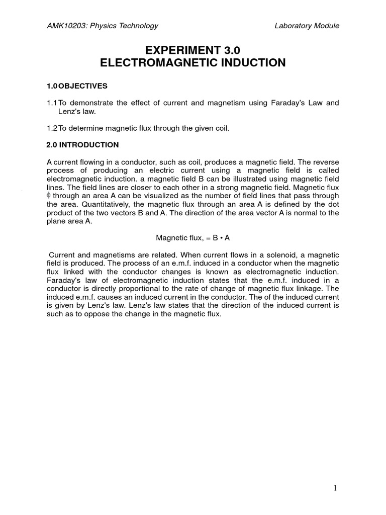 Lab Module 3.0 Amk10203 | PDF | Electromagnetic Induction | Magnetic Field