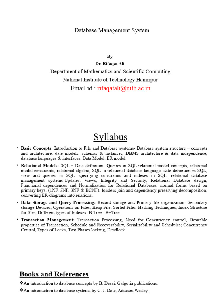 Unit-I-Basic Concepts | PDF | Databases | Relational Model