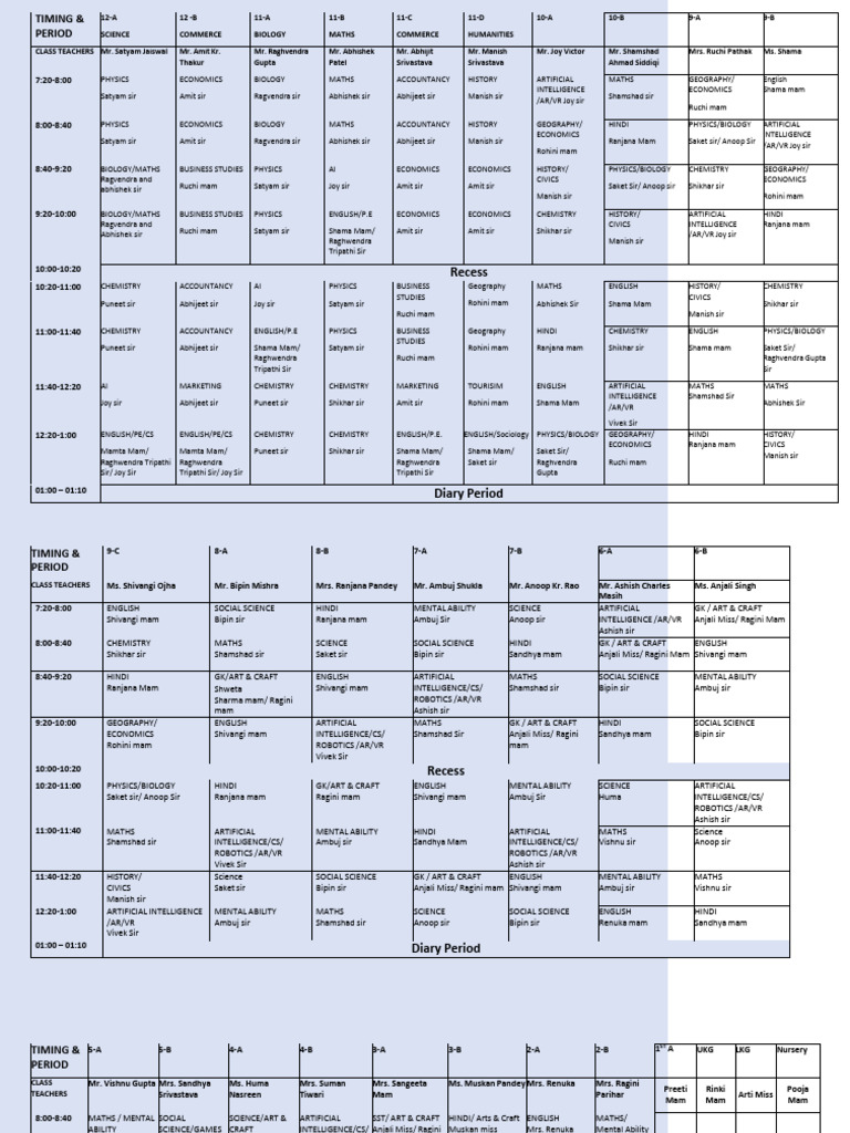 Time Table New 2024-2025 30-03-2024 Updated - 240415 - 165505 | PDF ...