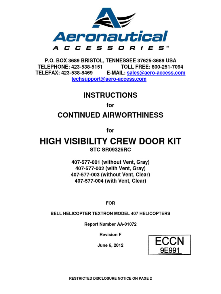 ICA High Visibility Crew Door AA-01072 | PDF | Door | Corrosion