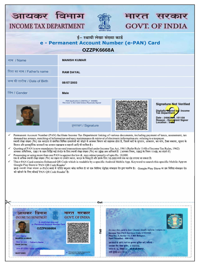 Pan Card Manish | PDF