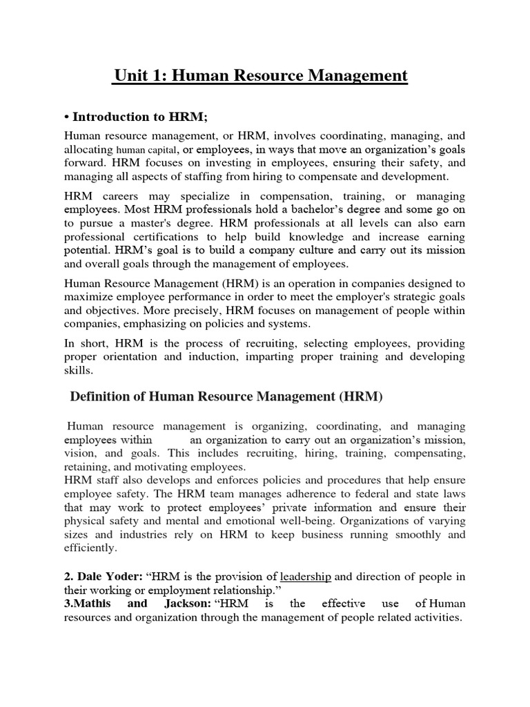 Chapter Introduction To Human Resource Management | PDF | Human ...