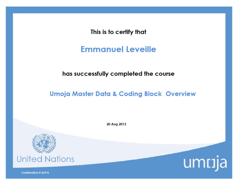 Umoja Course Completion Certificate | PDF