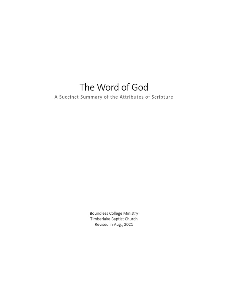 The Word of God | PDF | Biblical Inerrancy | Bible