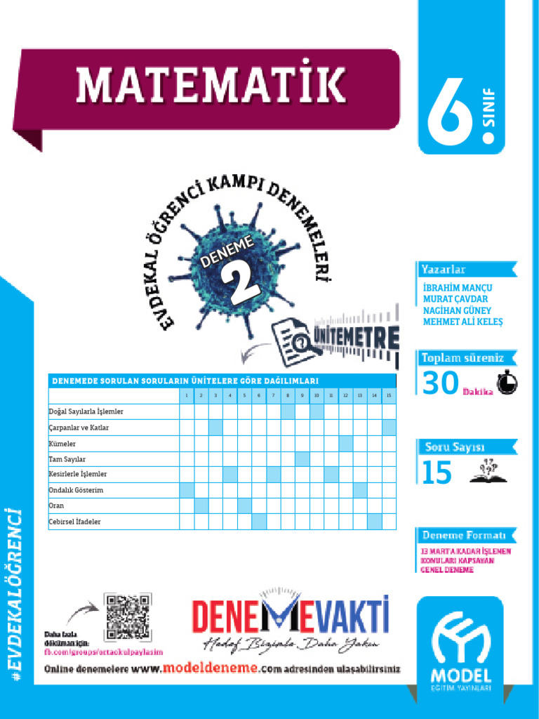 Deneme Vakti 6.sınıf Matematik Deneme 2 | PDF