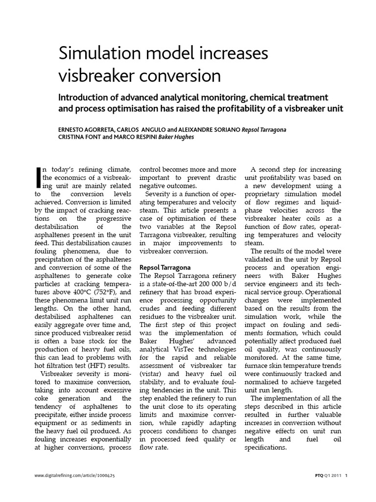 Simulation Model Increases VBU Conversion | PDF | Chemistry | Liquids