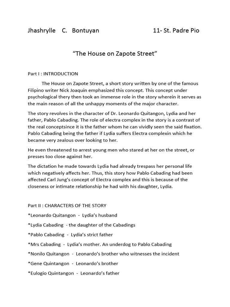 The House on Zapote Street Analysis | PDF