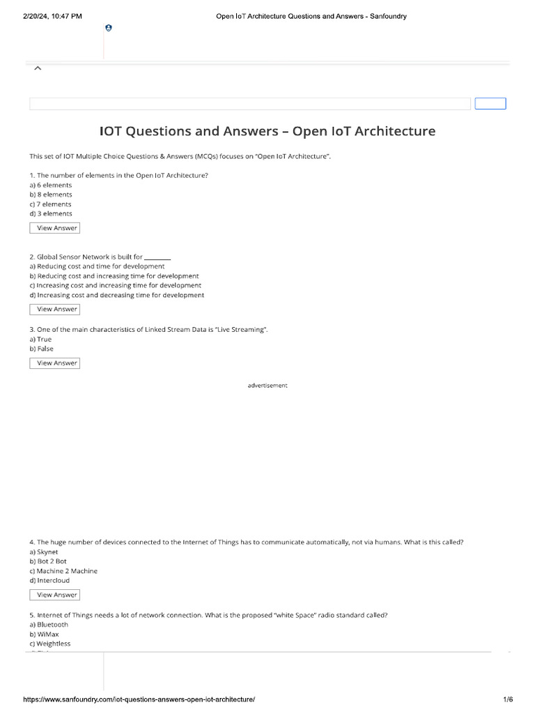 Iot mcq2 | PDF