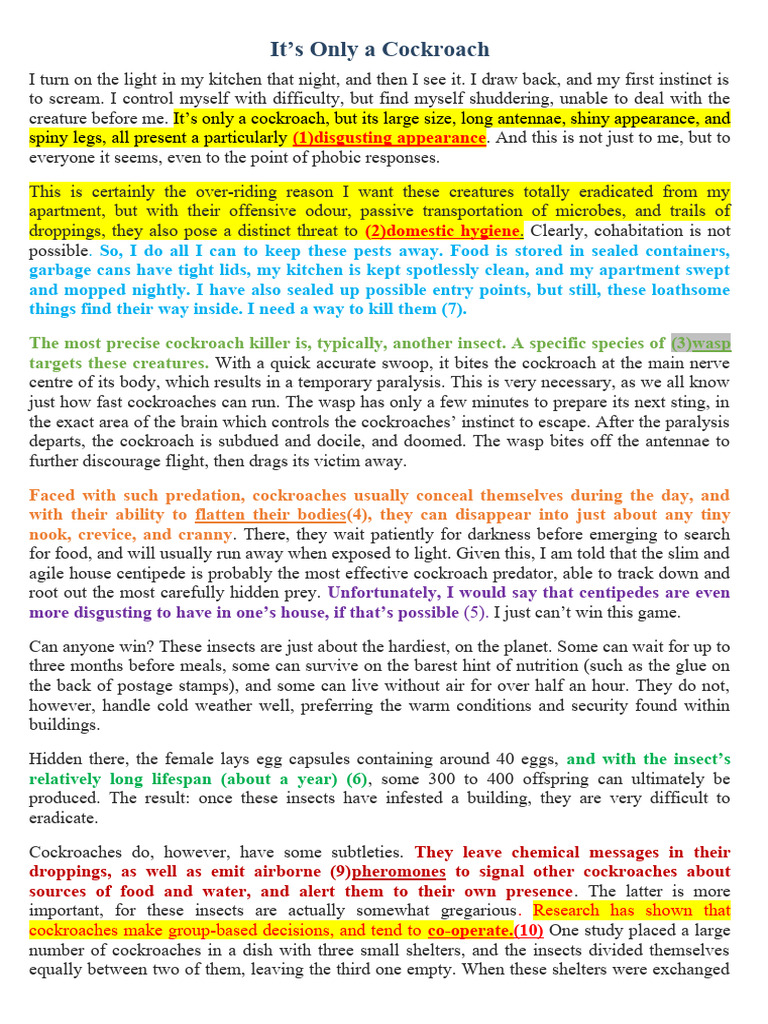 Reading It's Only A Cockroach | PDF | Blood | Chess