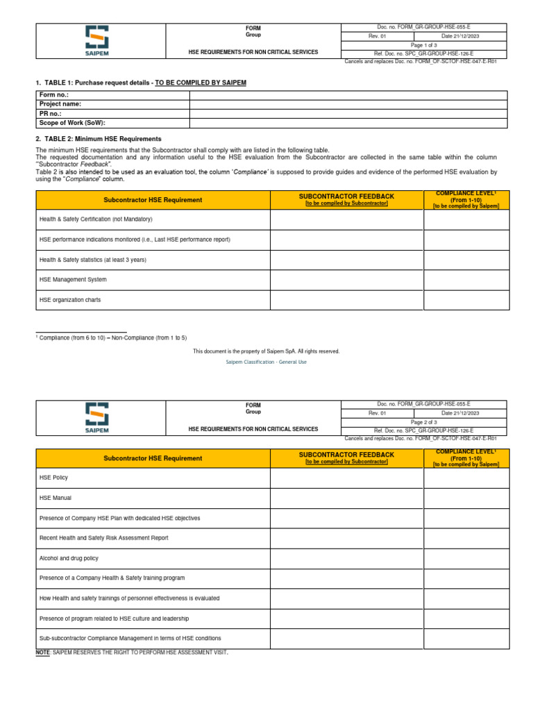 Form - GR Group Hse 055 e R01 | Download Free PDF | Safety