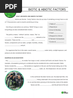 Worksheet - Biotic and Abiotic Factors | PDF