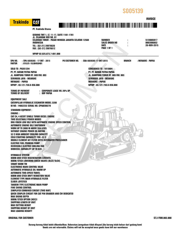 Invoice Kwitansi Tarkindo CAT PT BATAM PAPUA | Download Free PDF ...