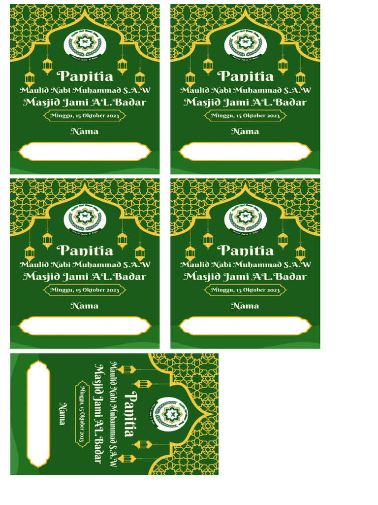 Name Tag Panitia Phbi Al - Badar | PDF