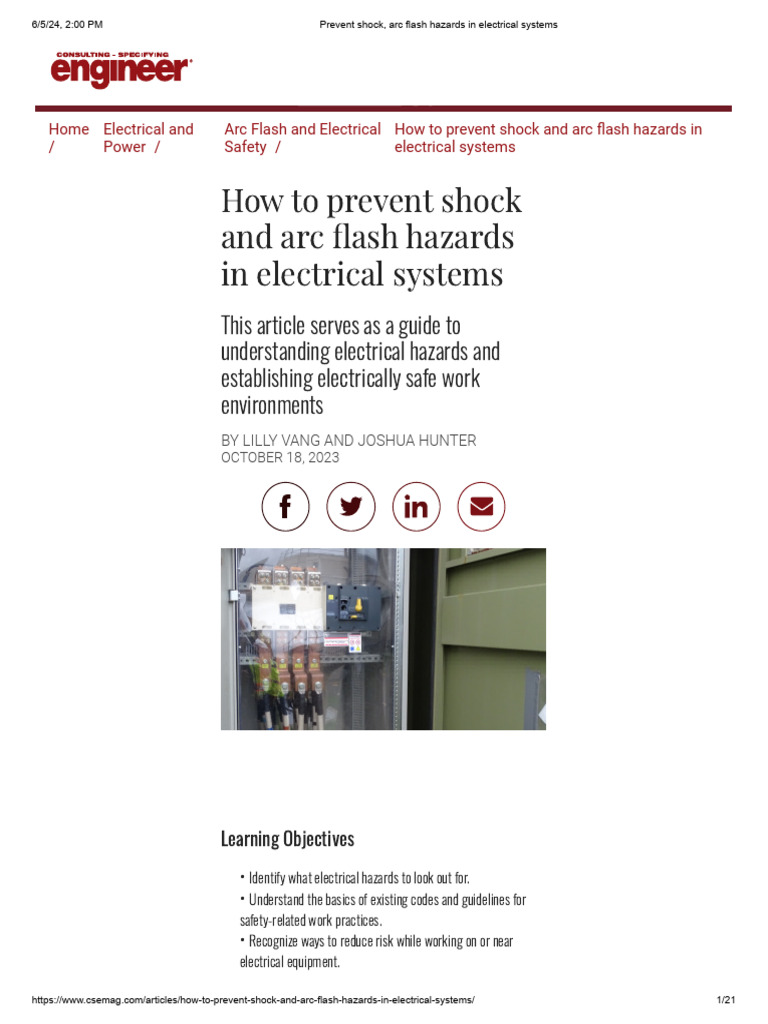 Prevent shock, arc flash hazards in electrical systems | PDF | Electric ...