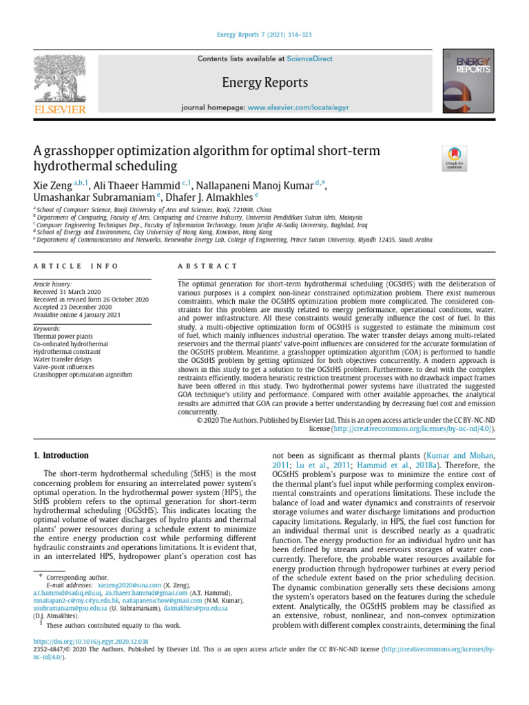 A Grasshopper Optimization Algorithm For Optimal Short Term - 2021 ... A Grasshopper Optimization Algorithm For Optimal Short Term - 2021 ...