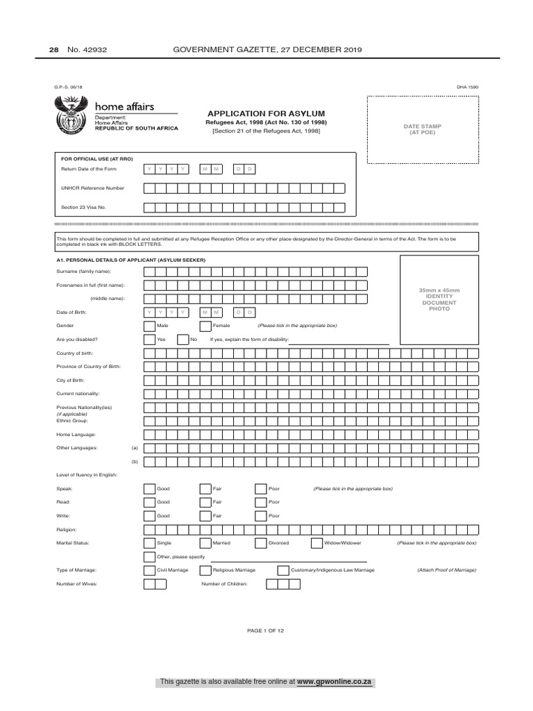 Asylum Form | PDF | Arrest | Identity Document