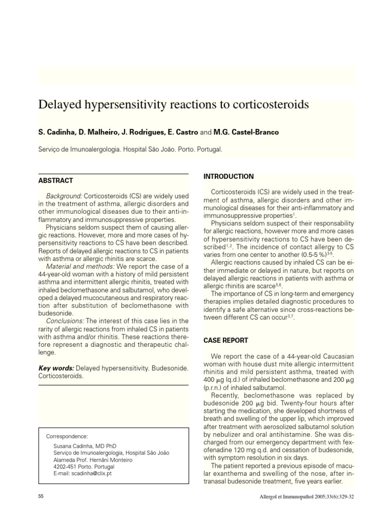 Delayed Hypersensitivity Reactions To Corticosteroids | PDF | Allergy ...