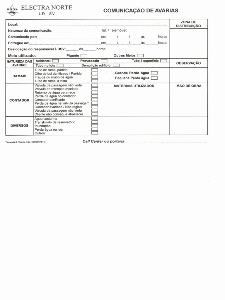 Anexo_Modelo Bloco Comunicação de Avarias | PDF Anexo_Modelo Bloco Comunicação de Avarias | PDF