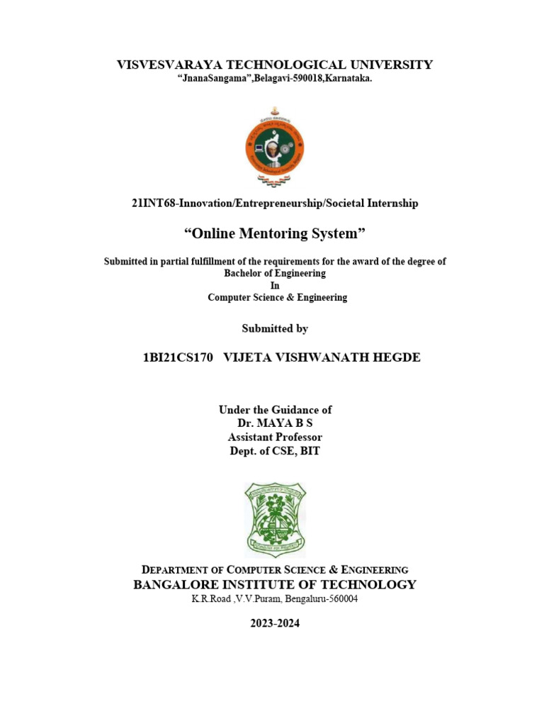 INTERNSHIP REPORT-Online Mentoring Sytem | PDF | Graphical User Interfaces | Model–View–Controller