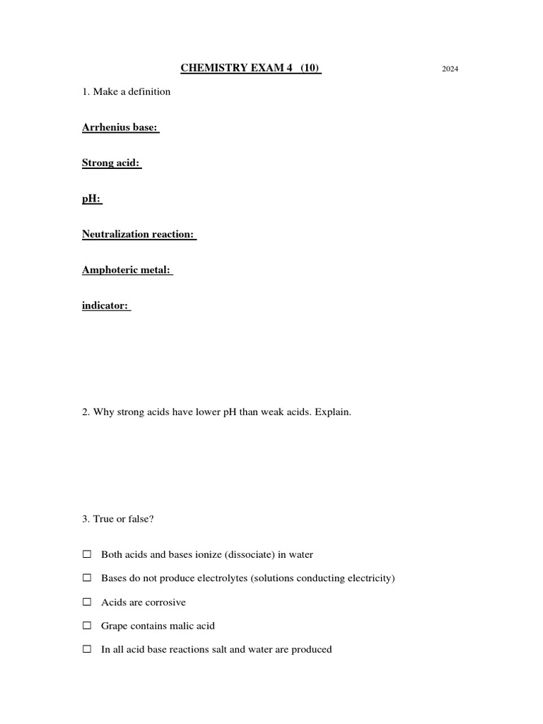 Chem 4 (10) 2024 | PDF | Acid | Hydroxide