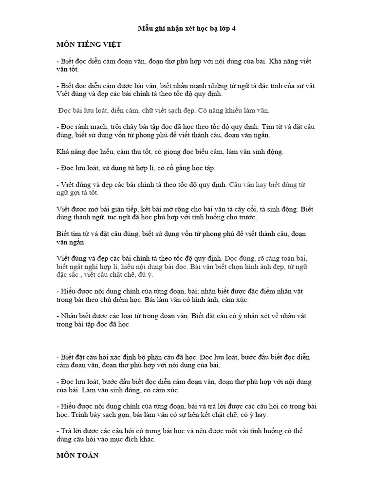 Nhận xét hay dùng | PDF