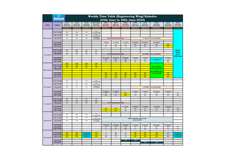 Time Table Engineering (24th June-30th June) 2024-25 - Google Sheets | PDF