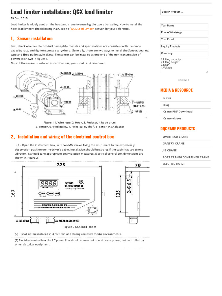 Hoist Load Limiter Installation - QCX Load Limiter | PDF | Crane (Machine) | Electrical Wiring