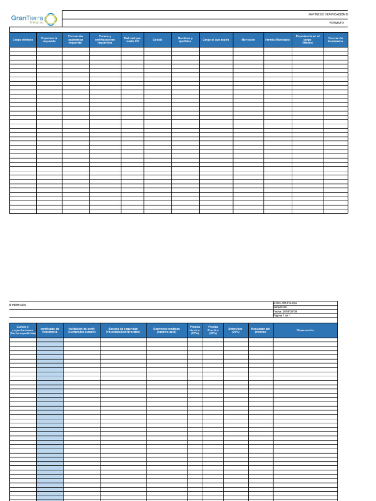 GTEC-HR-FO-003 Verificación Perfiles | PDF
