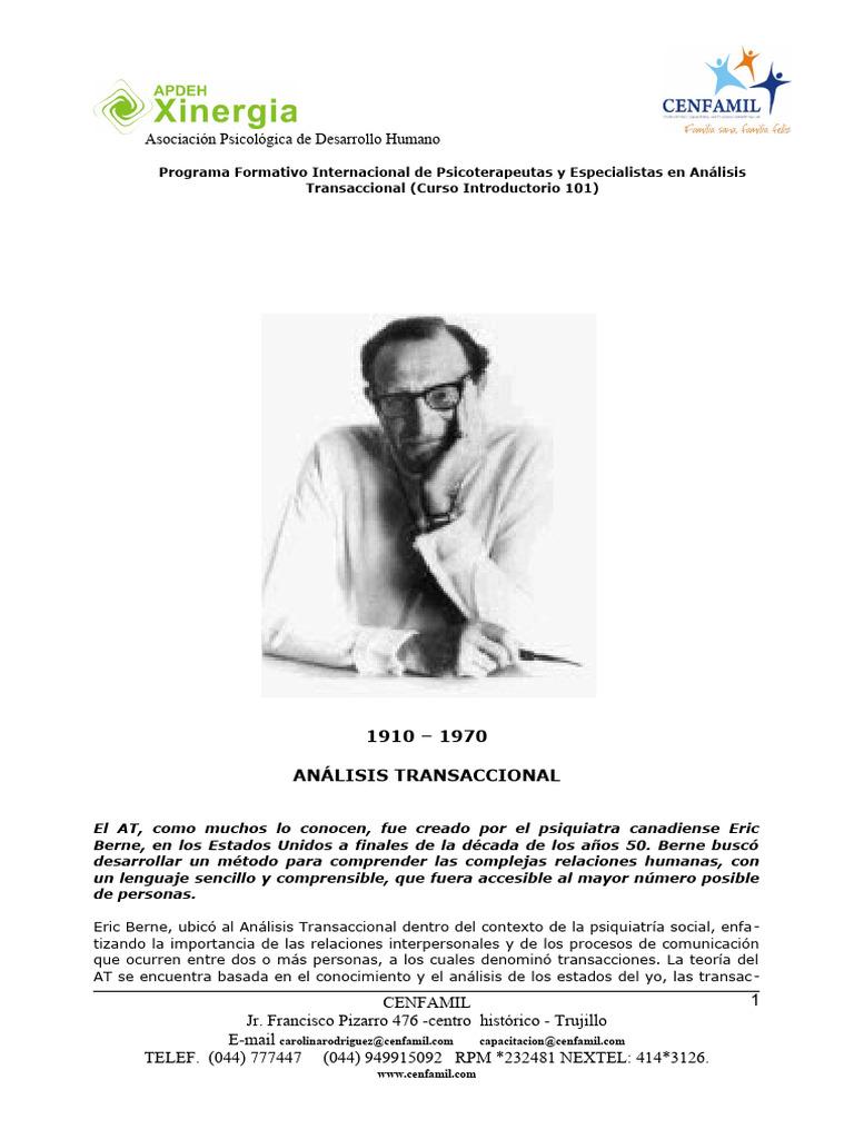 At - Eric Berne 1910 - 1970 | PDF | Sicología | Ciencias del comportamiento