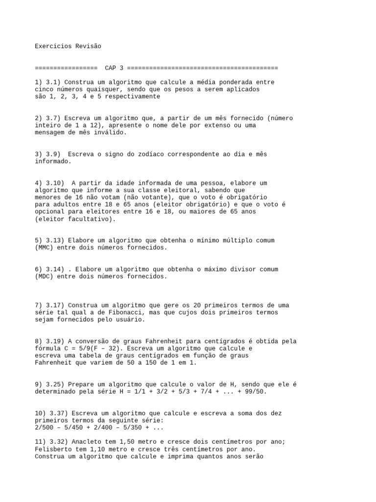 Atividade de Revisão Prova de Python | PDF | Algoritmos | Matriz (Matemática)